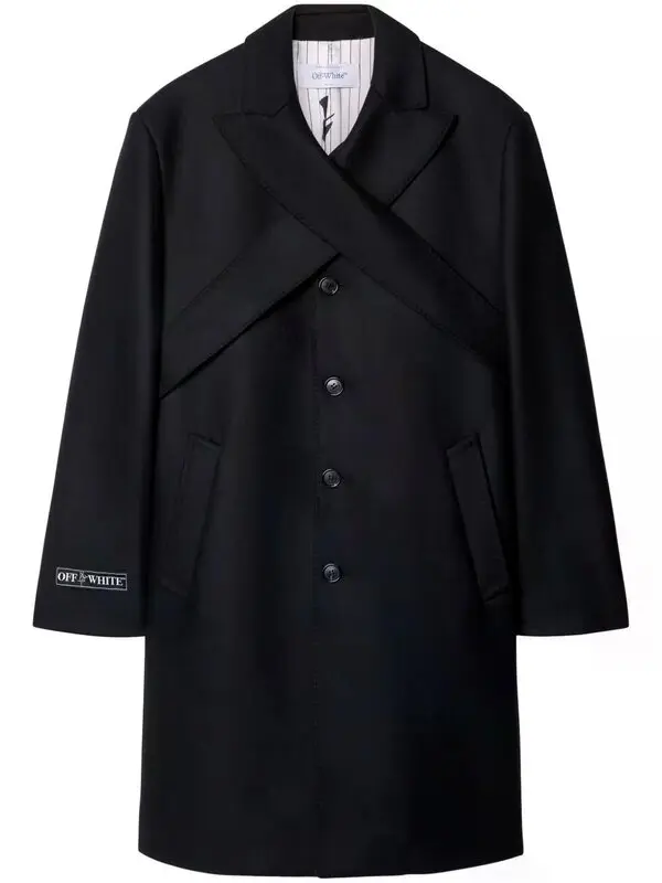 Off-White Crossed Single-breasted Coat - Black