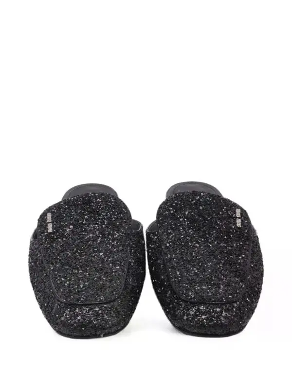 Miu Miu Glittered Leather Mules