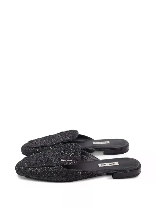 Miu Miu Glittered Leather Mules