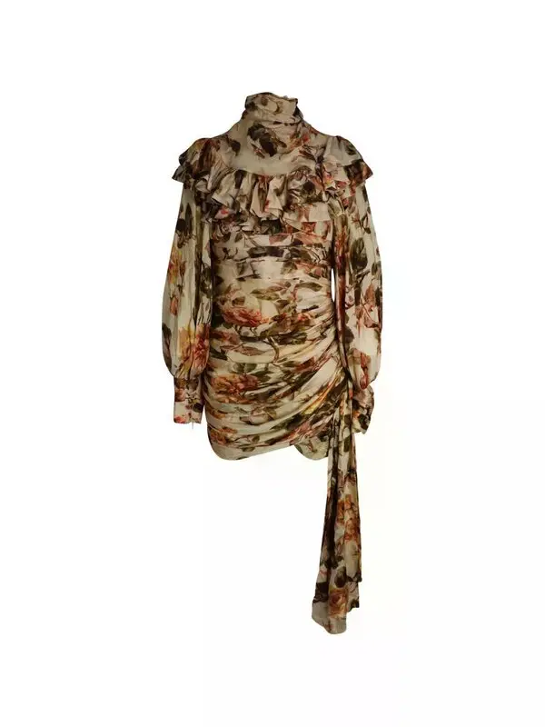 Zimmermann Resistance Ruffled Floral-print Dress - Neutrals