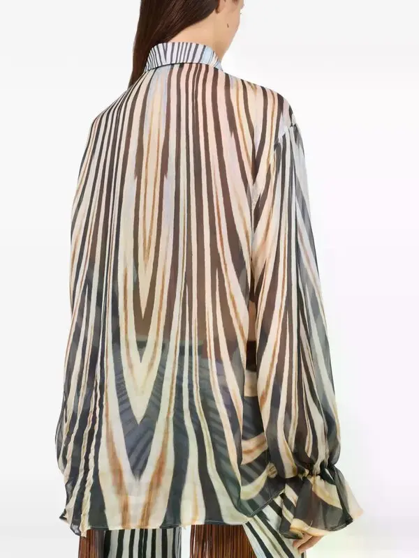Roberto Cavalli Zebra-print Ruffled-cuff Shirt