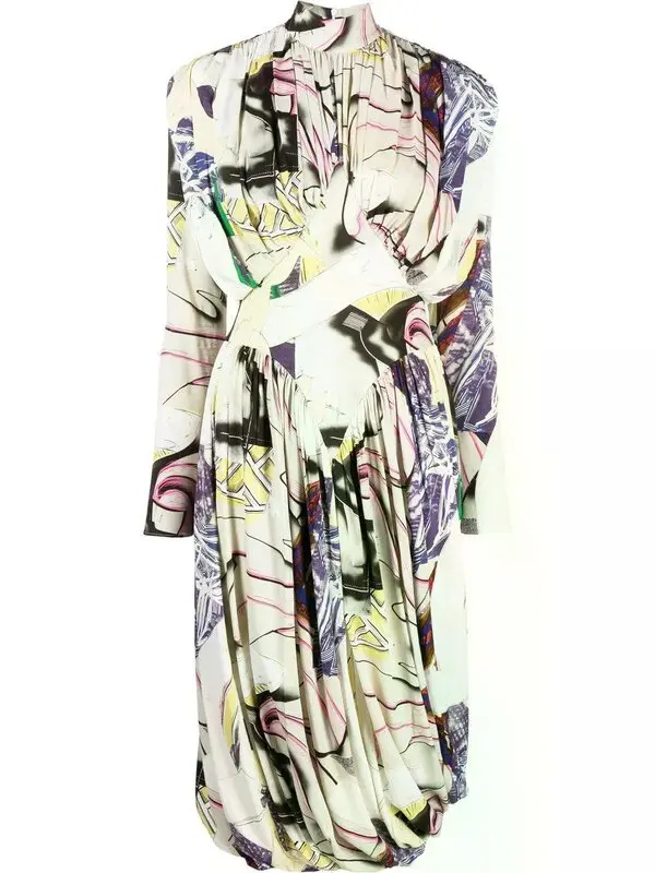 Stella McCartney All-over Graphic-print Dress - Neutrals