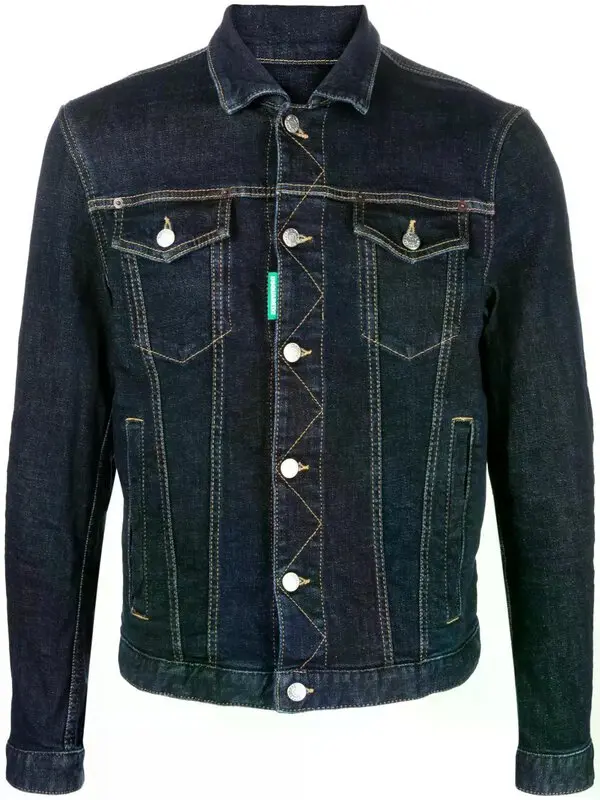 Dsquared2 Embroidered-slogan Denim Jacket - Blue