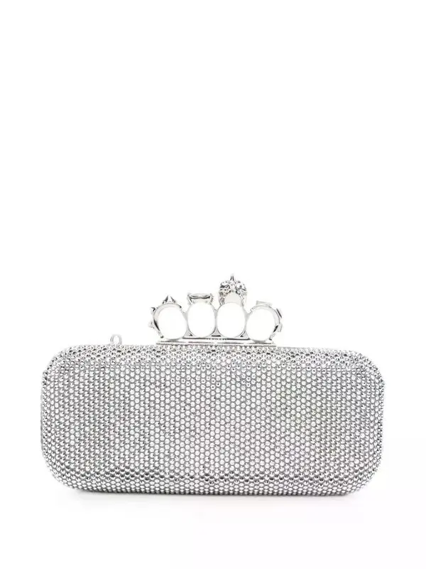 Alexander McQueen Long Knuckle Crystal-embellished Clutch Bag - Silver