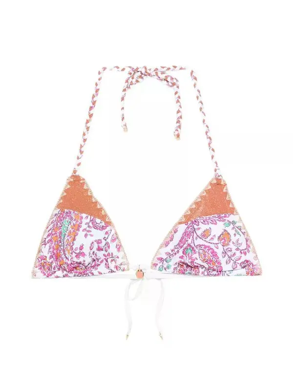 BANANA MOON Paisley-print Braided-strap Bikini Top - White