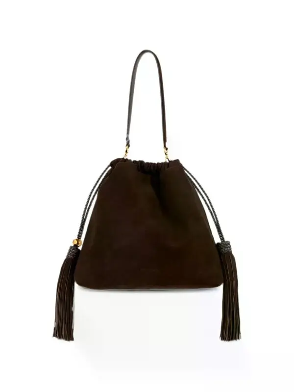 Etro Medium Suede Kalispera Bag With Patch And Tassels