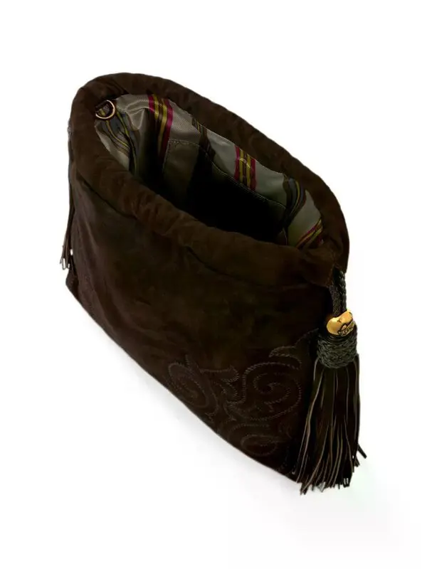 Etro Medium Suede Kalispera Bag With Patch And Tassels