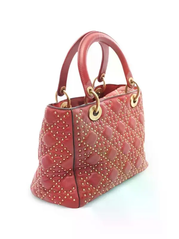 Dior 2010s Lady Two-way Studded Handbag - Red