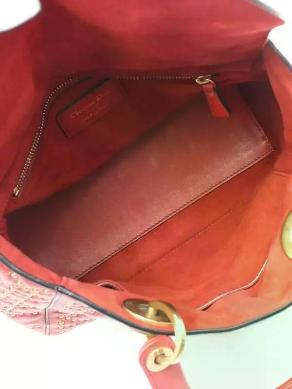 Dior 2010s Lady Two-way Studded Handbag - Red