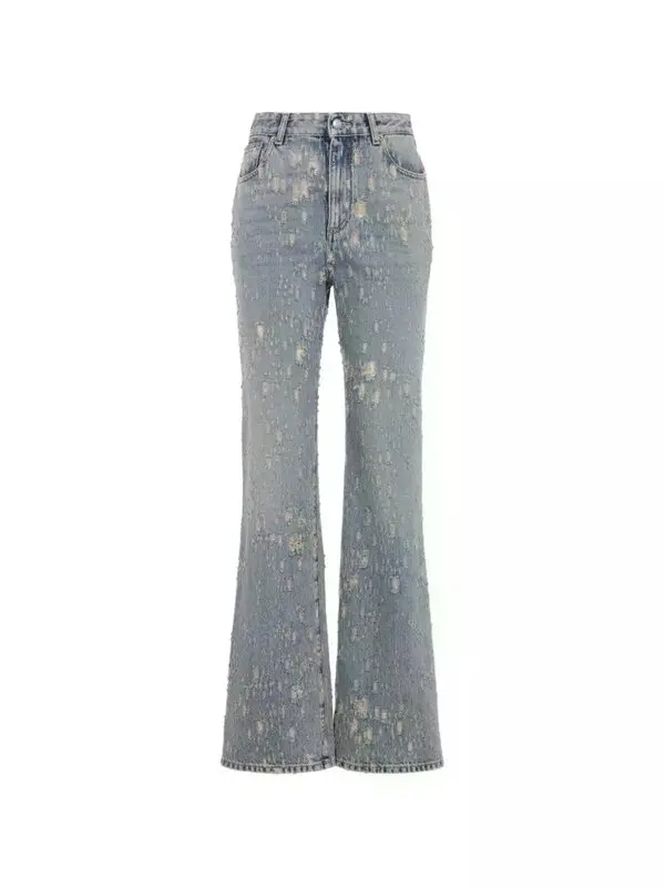 Alexander McQueen Distressed Flared-hem Jeans - Blue