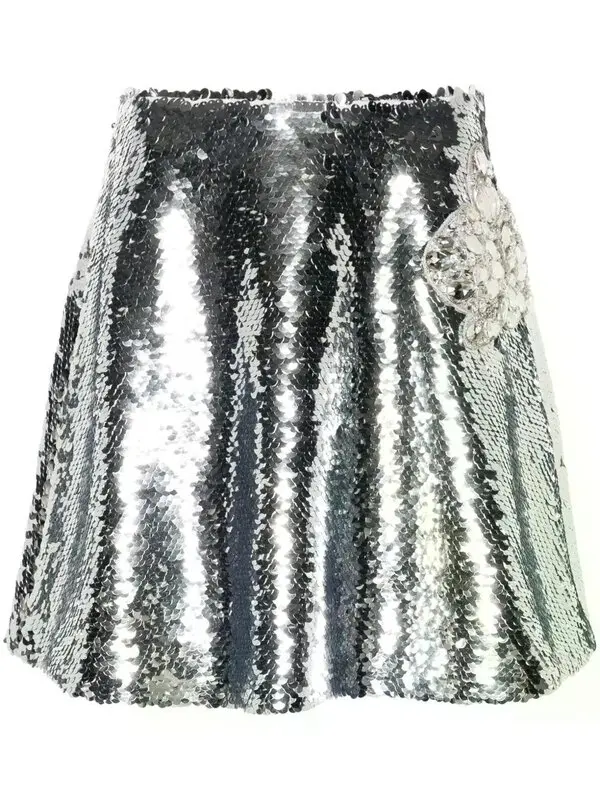 GENNY Sequinned Mini Skirt - Silver