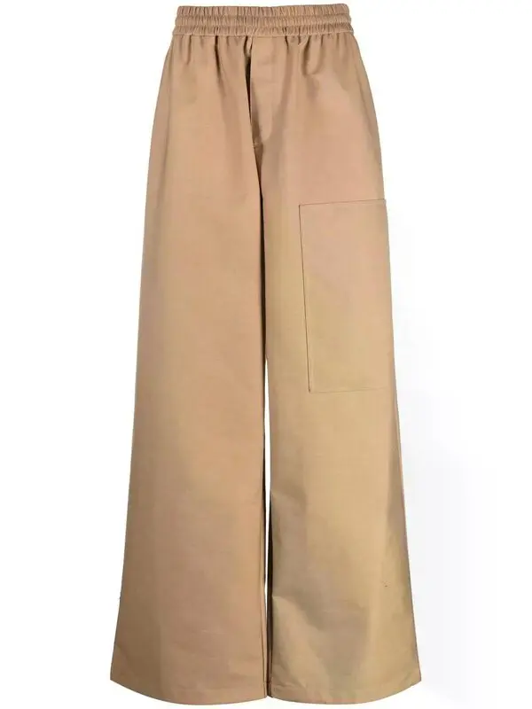Off-White Logo-embossed Wide-leg Trousers - Brown