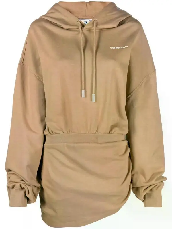 Off-White For All Hooded Sweatshirt Dress - Brown