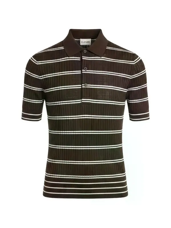 Closed Striped Wool Polo Shirt - Brown