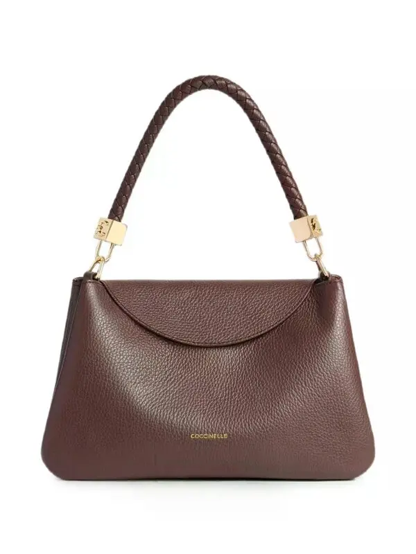 COCCINELLE Tiggy Braided-handle Pebbled Leather Tote Bag - Brown