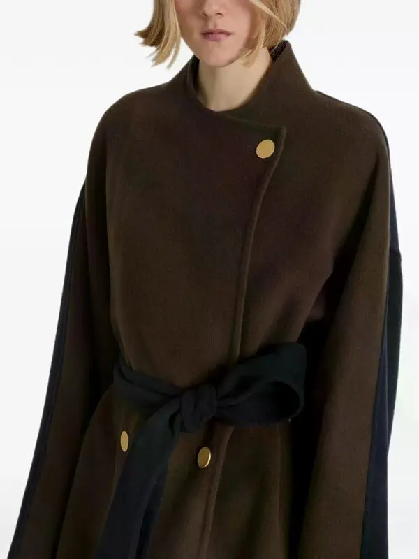Alberta Ferretti Two-tone Belted Wool Coat