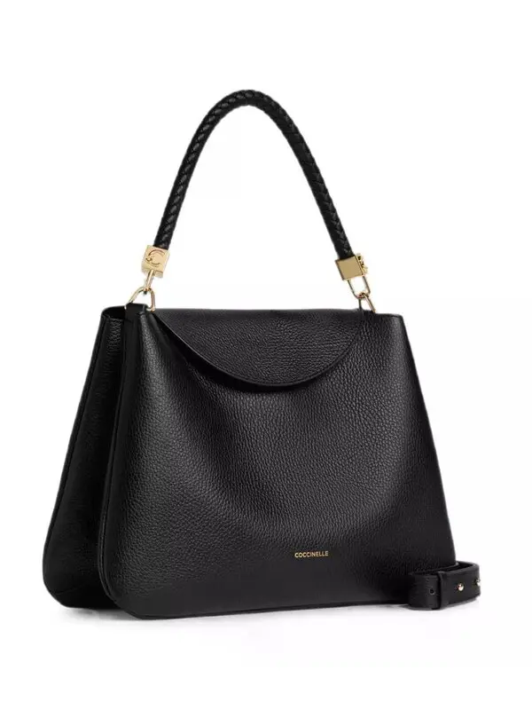 COCCINELLE Tiggy Braided-handle Leather Tote Bag - Black