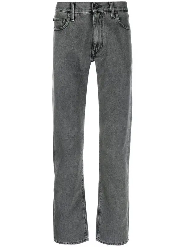 Off-White Faded Straight-leg Jeans - Grey