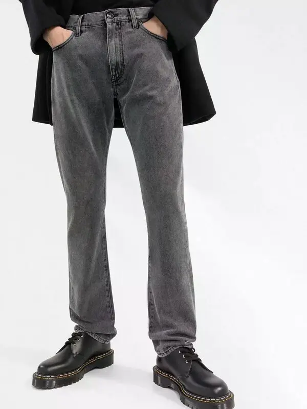 Off-White Faded Straight-leg Jeans - Grey