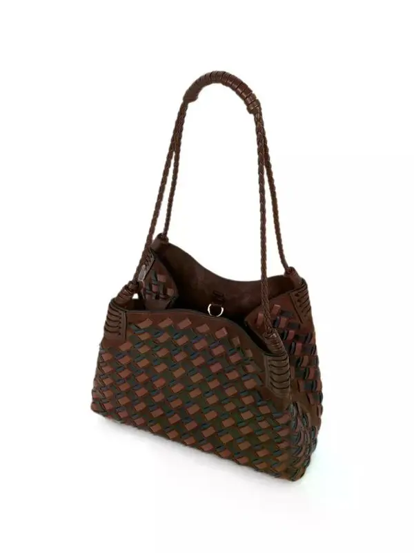 Etro Small Libra Tote Bag In Suede And Woven Leather