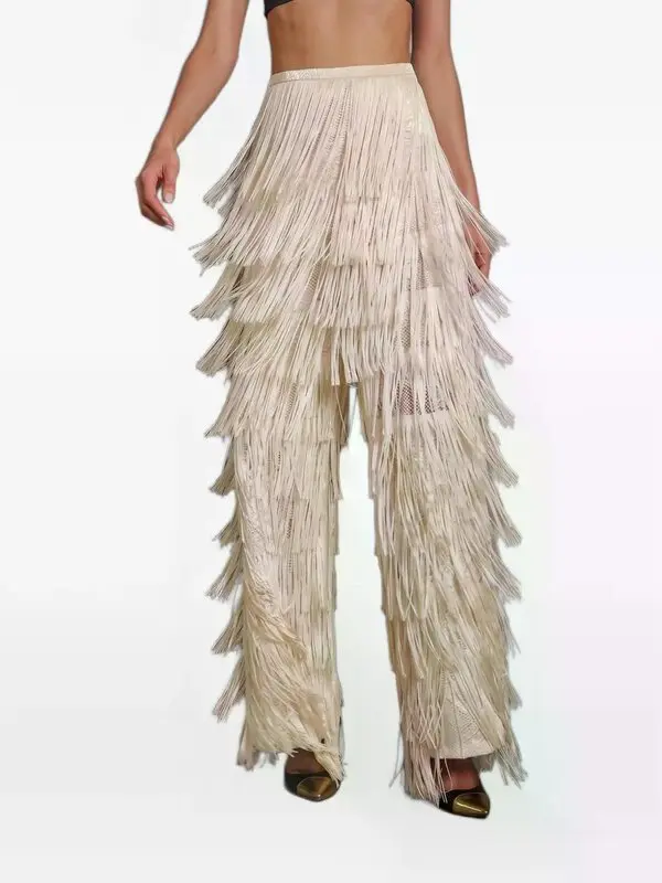 ELDORADO Elish Fringed Tiered Trousers - Neutrals