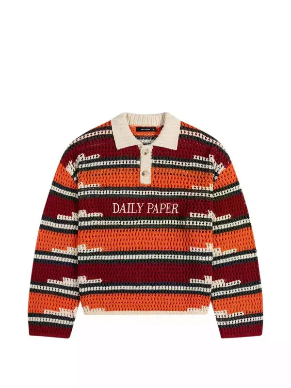 DAILY PAPER Kente Crochet Polo Shirt - Orange