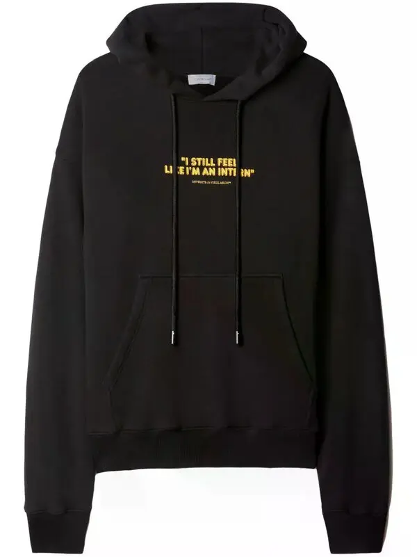 Off-White Intern Slogan-print Cotton Hoodie - Black