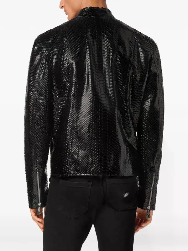 Philipp Plein Python Leather Moto Jacket