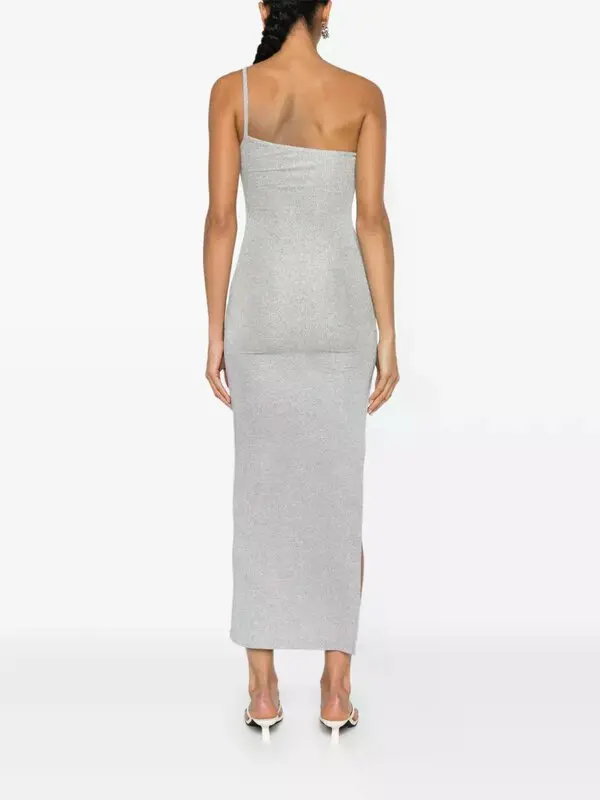 Off-White Ribbed-knit Lurex Midi Dress