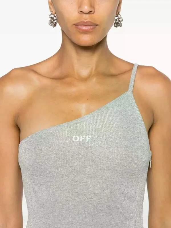 Off-White Ribbed-knit Lurex Midi Dress