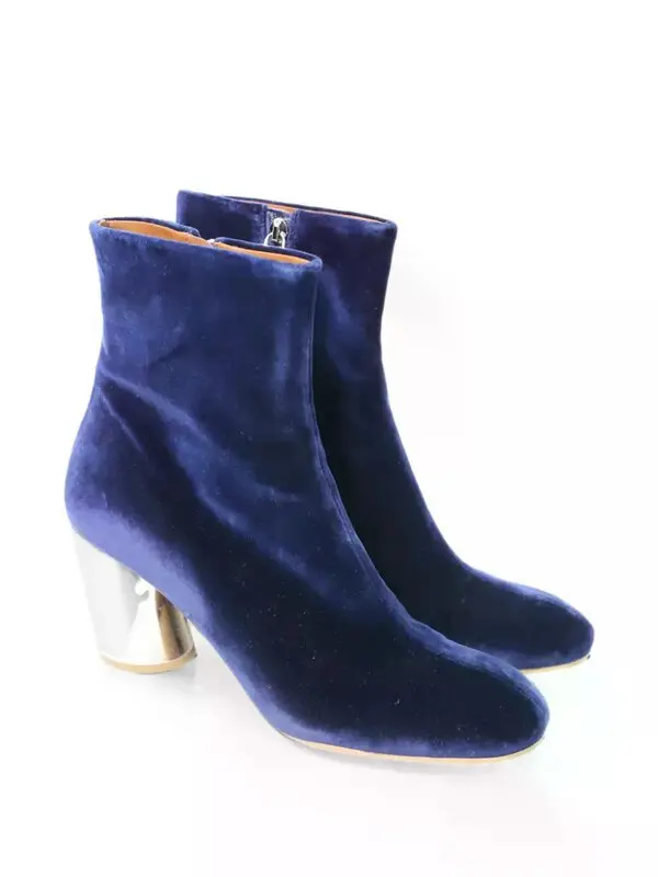 Proenza Schouler Velvet Block-heel Ankle Boots - Blue
