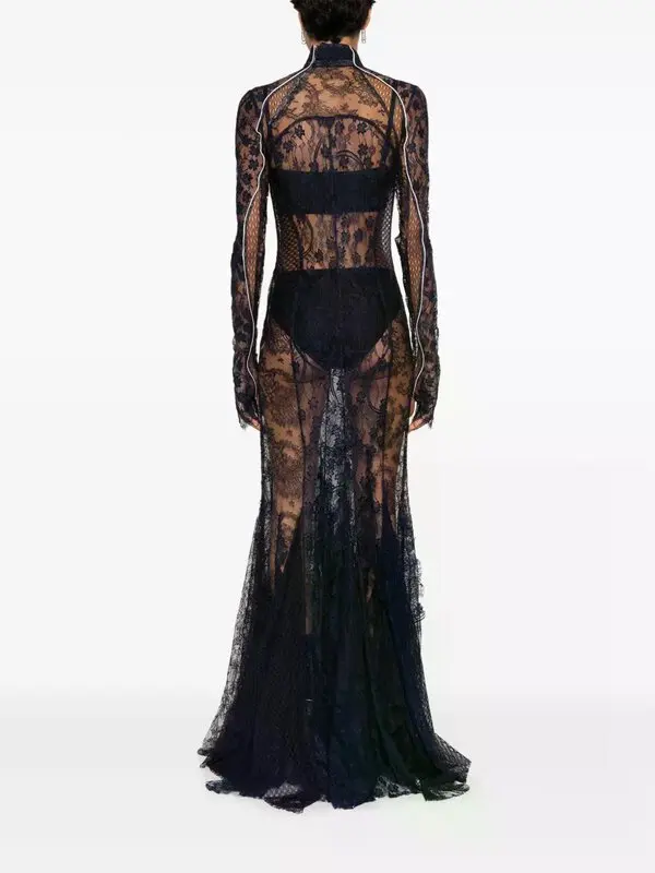 Off-White Floral-lace Sheer Gown