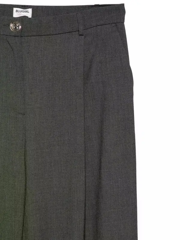 BLUGIRL Pleated Logo-button Trousers - Grey