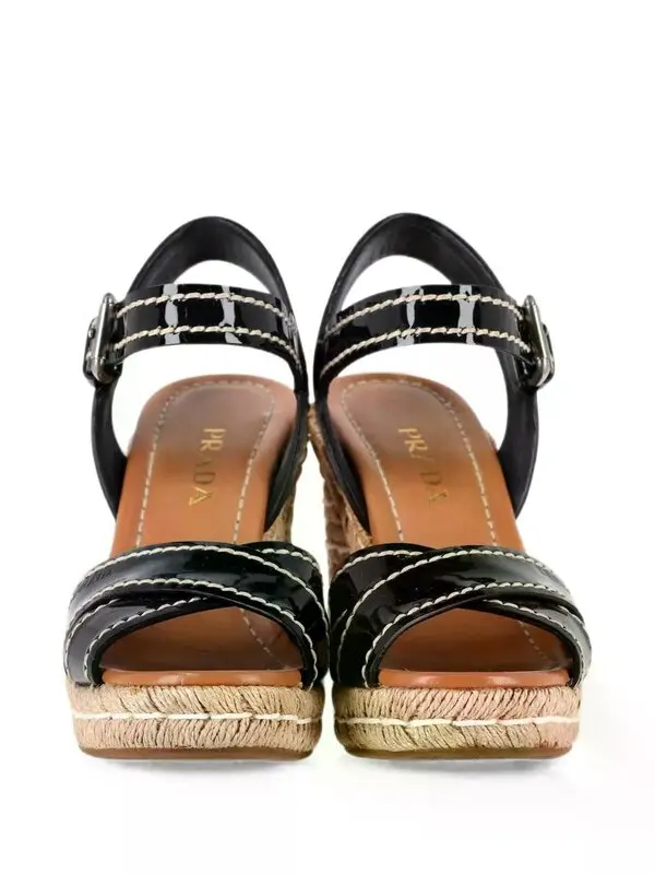 Prada Cross-strap Wedge Espadrilles