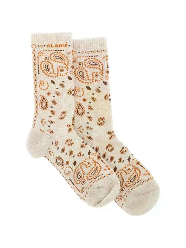 Alanui Paisley-jacquard Socks - Neutrals