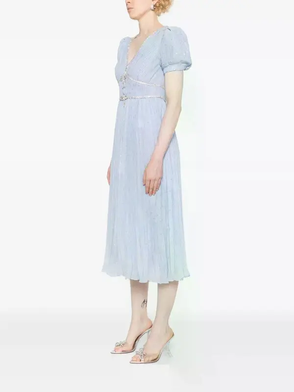 SELF-PORTRAIT Pleated Chiffon Midi Dress