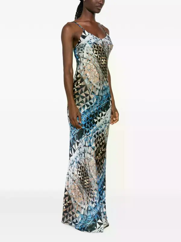Bcbgmaxazria Geometric-print V-neck Maxi Dress