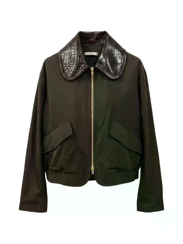 ODEEH Crocodile-effect Collar Flap-pocket Jacket