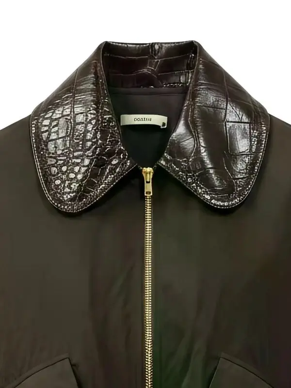 ODEEH Crocodile-effect Collar Flap-pocket Jacket