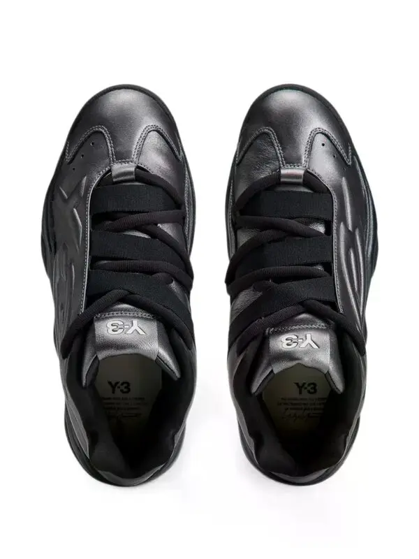 Y3 Megaball Sculptural Leather Sneakers - Silver