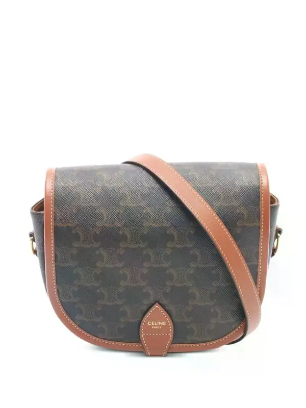 Celine 2010s Triomphe Folco Mini Shoulder Bag - Black
