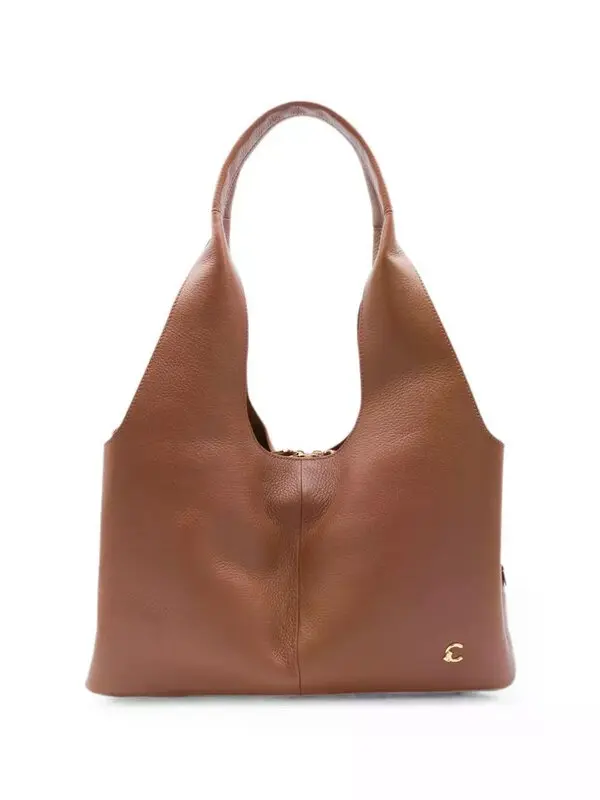 COCCINELLE Logo-plaque Pebbled-leather Shoulder Bag - Brown