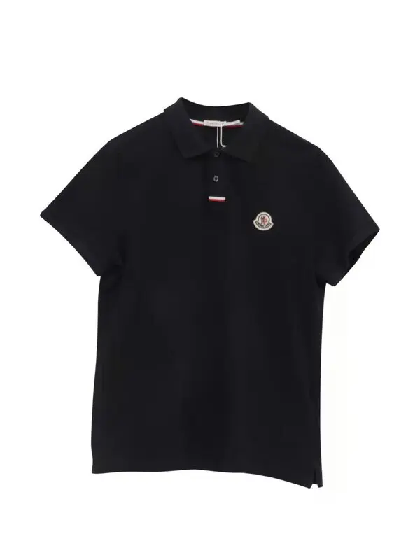 Moncler 2020s Logo Patch Piqué Polo Shirt - Blue