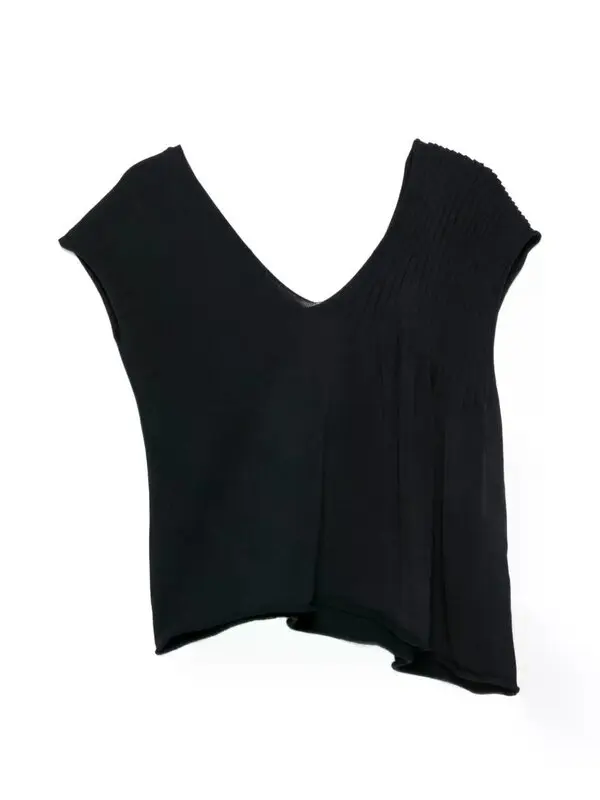 Liviana Conti Pleated V-neck Top - Blue