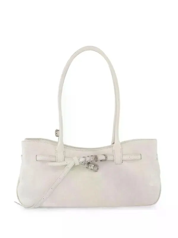 MARGESHERWOOD Grandma Used Cracked Leather Shoulder Bag - White