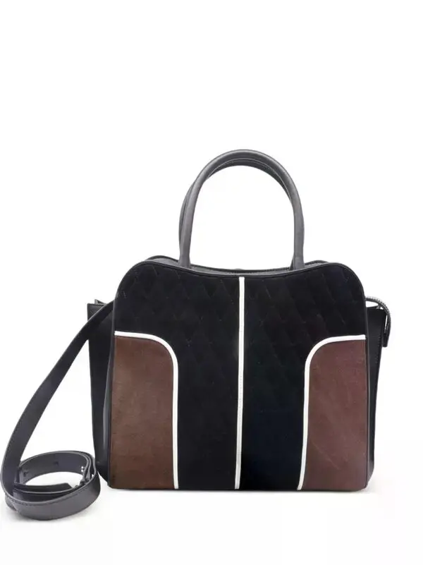 TOD'S Sella Quilted Satchel Bag - Black
