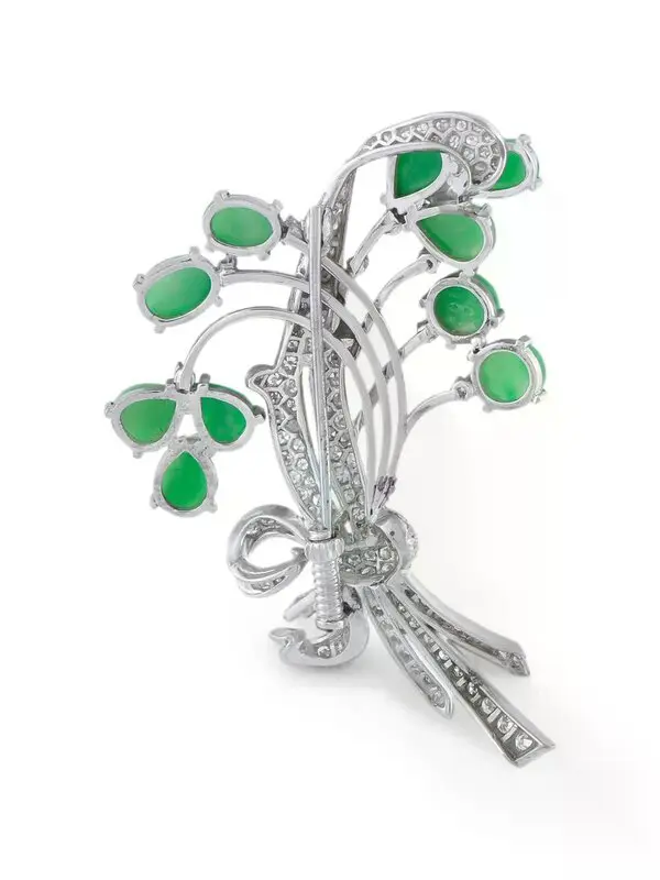 LB EXCLUSIVE Jade And Diamond Brooch - Silver