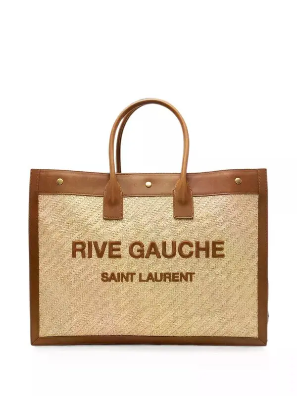 Saint Laurent 2023 Rive Gauche Raffia Tote Bag - Neutrals
