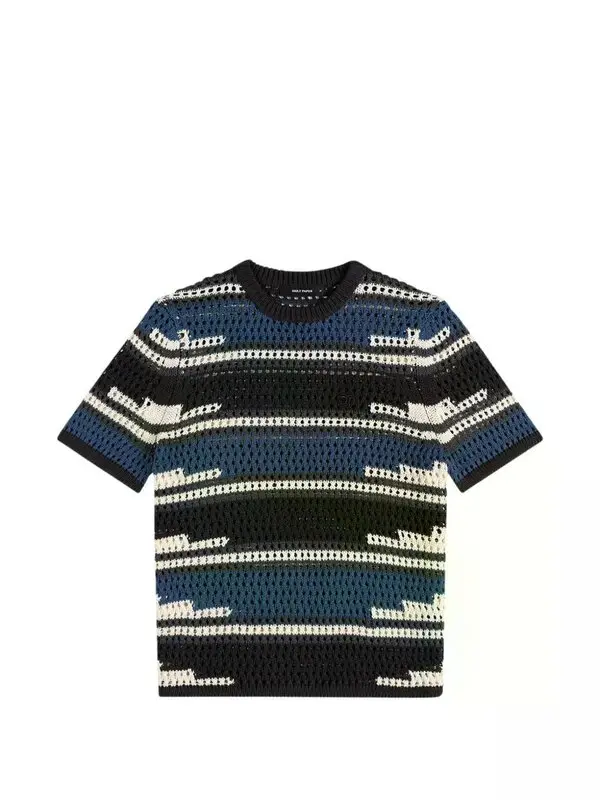 DAILY PAPER Kente Stripe-knit T-shirt - Black
