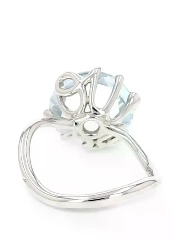 Dior 2010s Oui Aquamarine And Diamond Ring - Silver